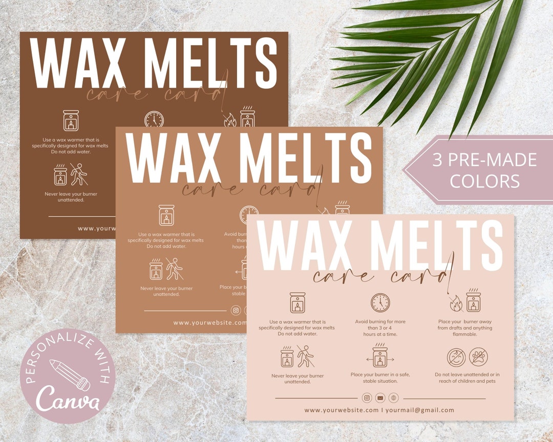 Wax Melts Care Card, Canva Editable Template, Printable Wax Melts ...