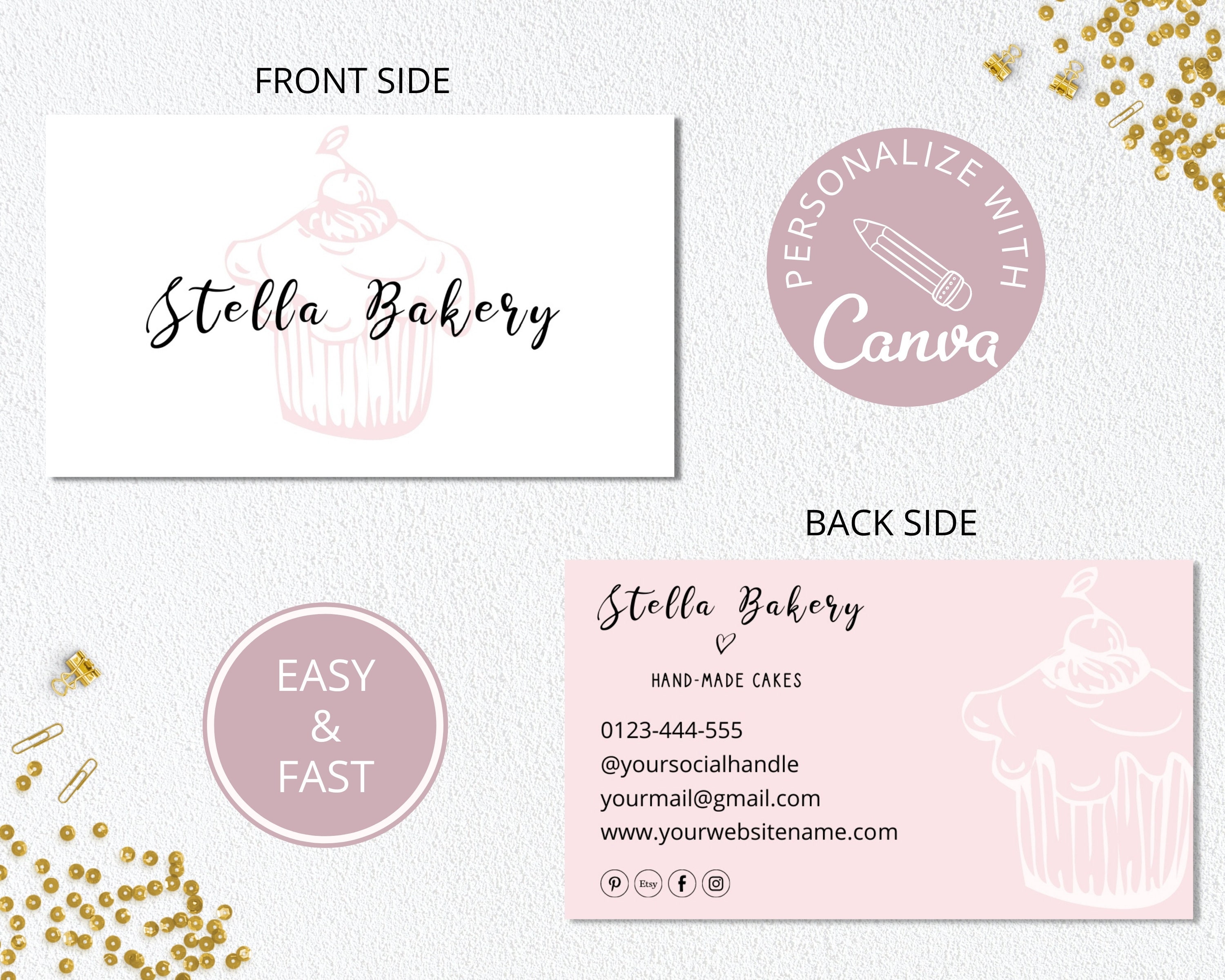 Bakery Business Card Template Editable Handmade Cakes | Etsy