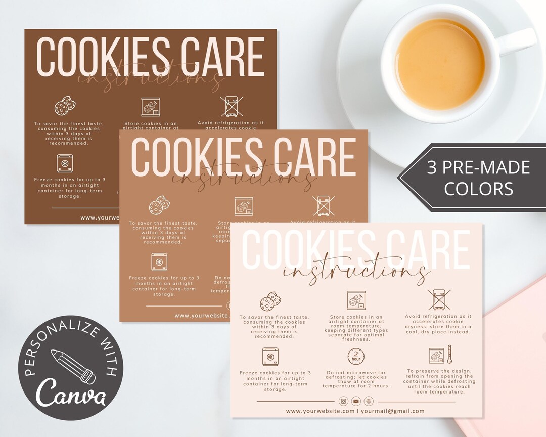 Cookies Care Card Template I Canva Template I Cookie Thank You Card for ...