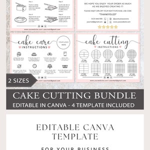 Cake Cutting Guide Card I Editable Canva Template I Cake Care Card ...