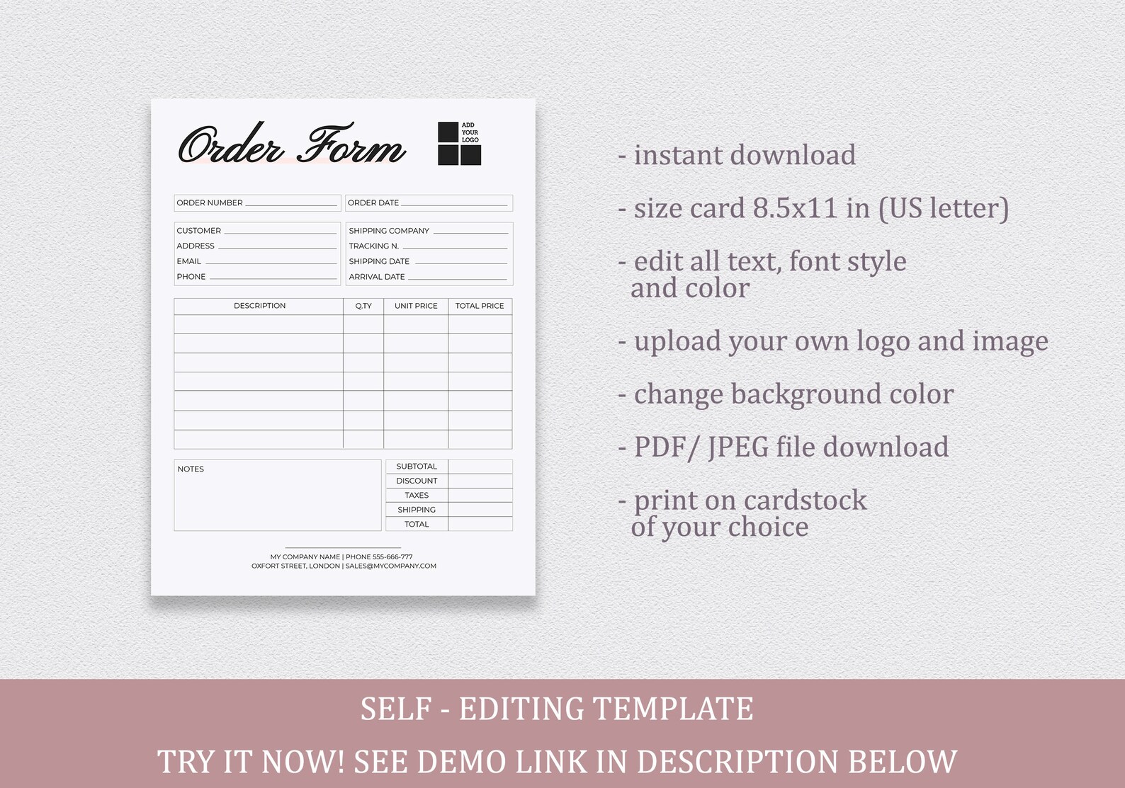 Craft Business Order Form Template Digital Custom Order Form | Etsy