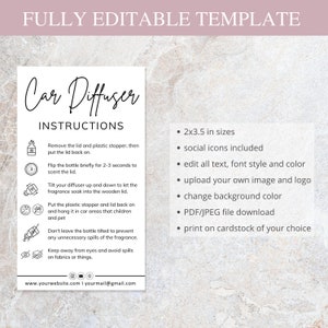 Car Diffuser Canva Template I Editable Car Air Freshener, Small ...