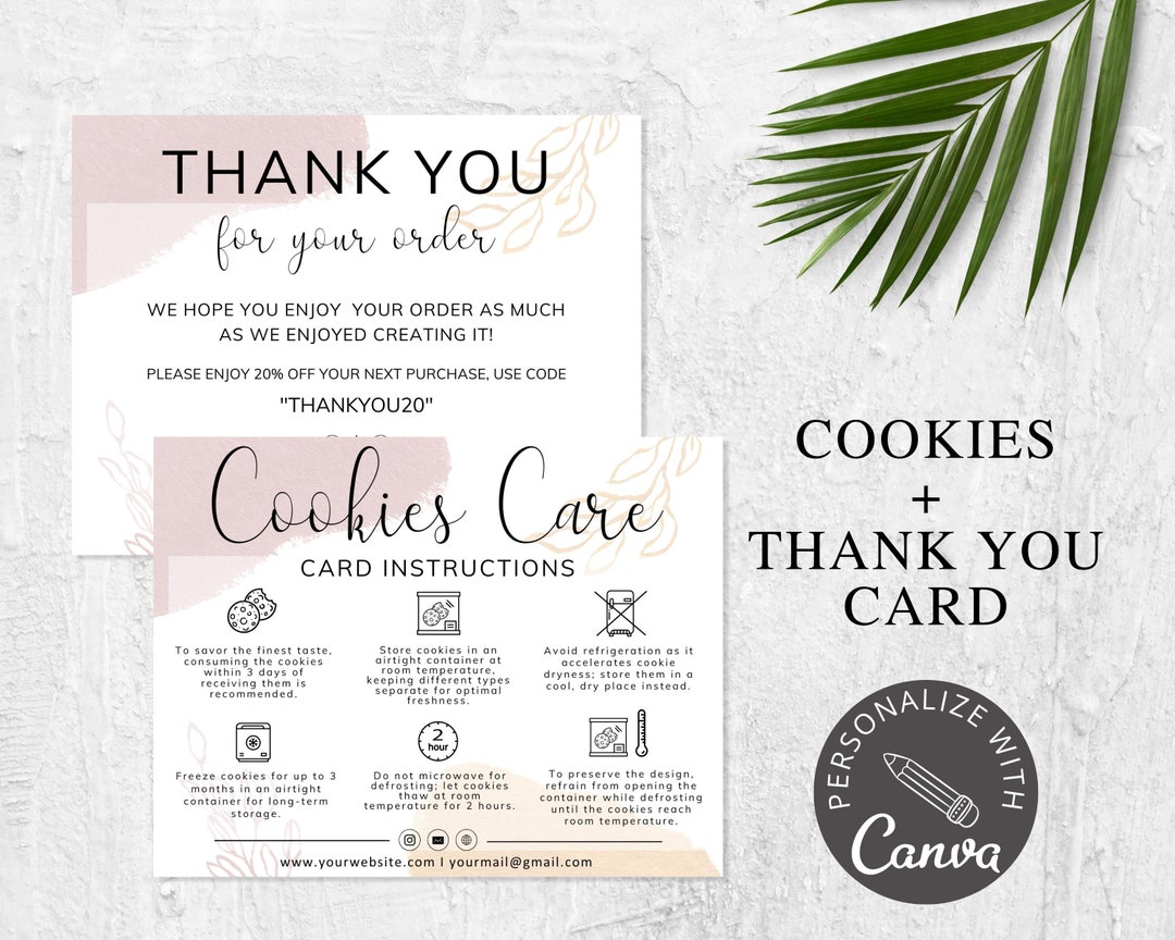 Cookies Care Card Template I Canva Template I Cookie Thank You Card for ...