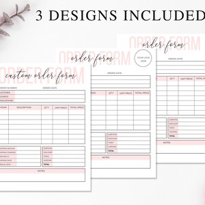 Pink Order Form Fillable, Editable Order Forms, PDF Order Form for ...