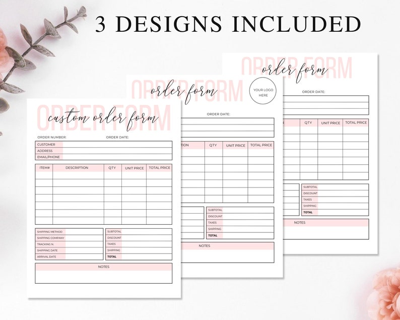 Pink Order Form Fillable, Editable Order Forms, PDF Order Form for ...