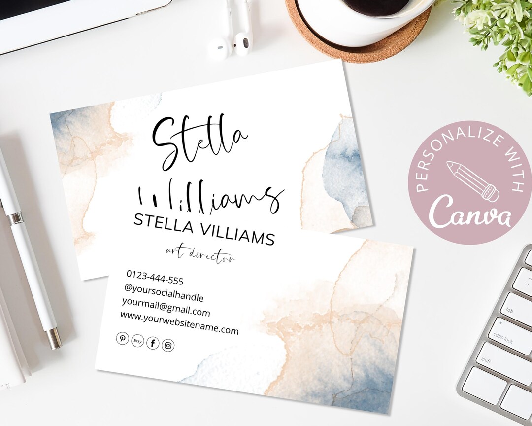 Business Card Template, Editable Canva Template, Custom Business Cards ...