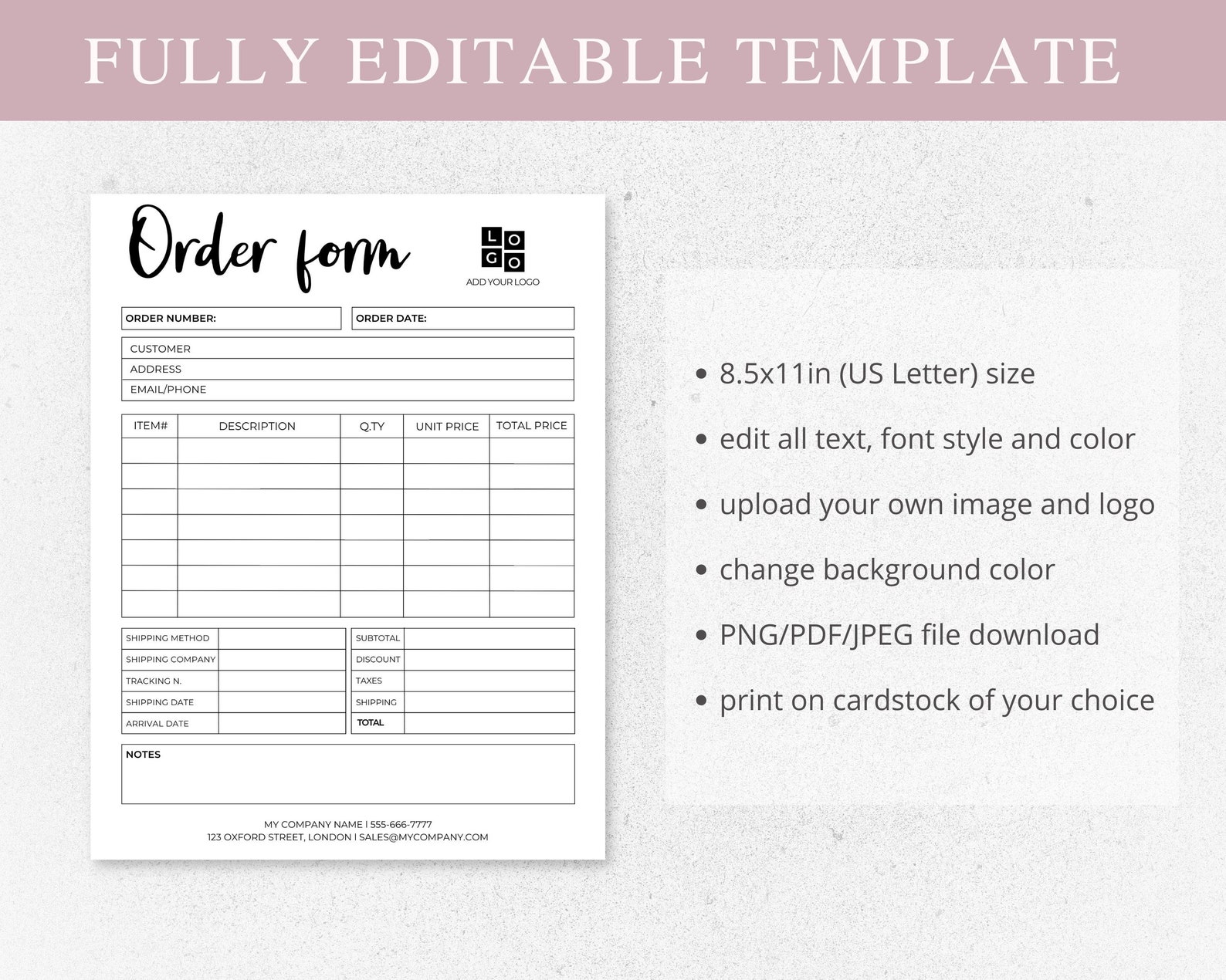Order Form Editable Template Canva Template Craft Business - Etsy Canada