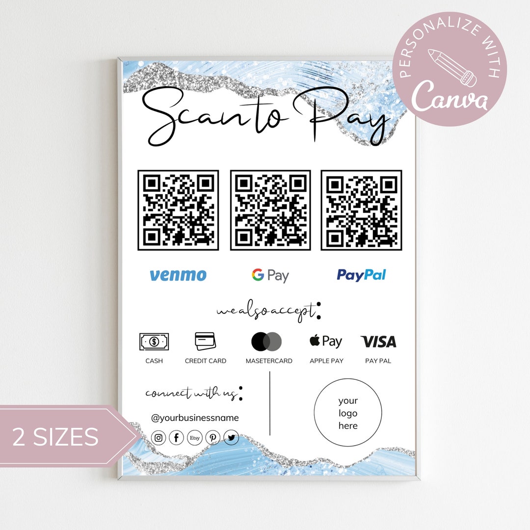 Scan to Pay Card I Editable Canva Template, QR Code Sign, Business Sign ...