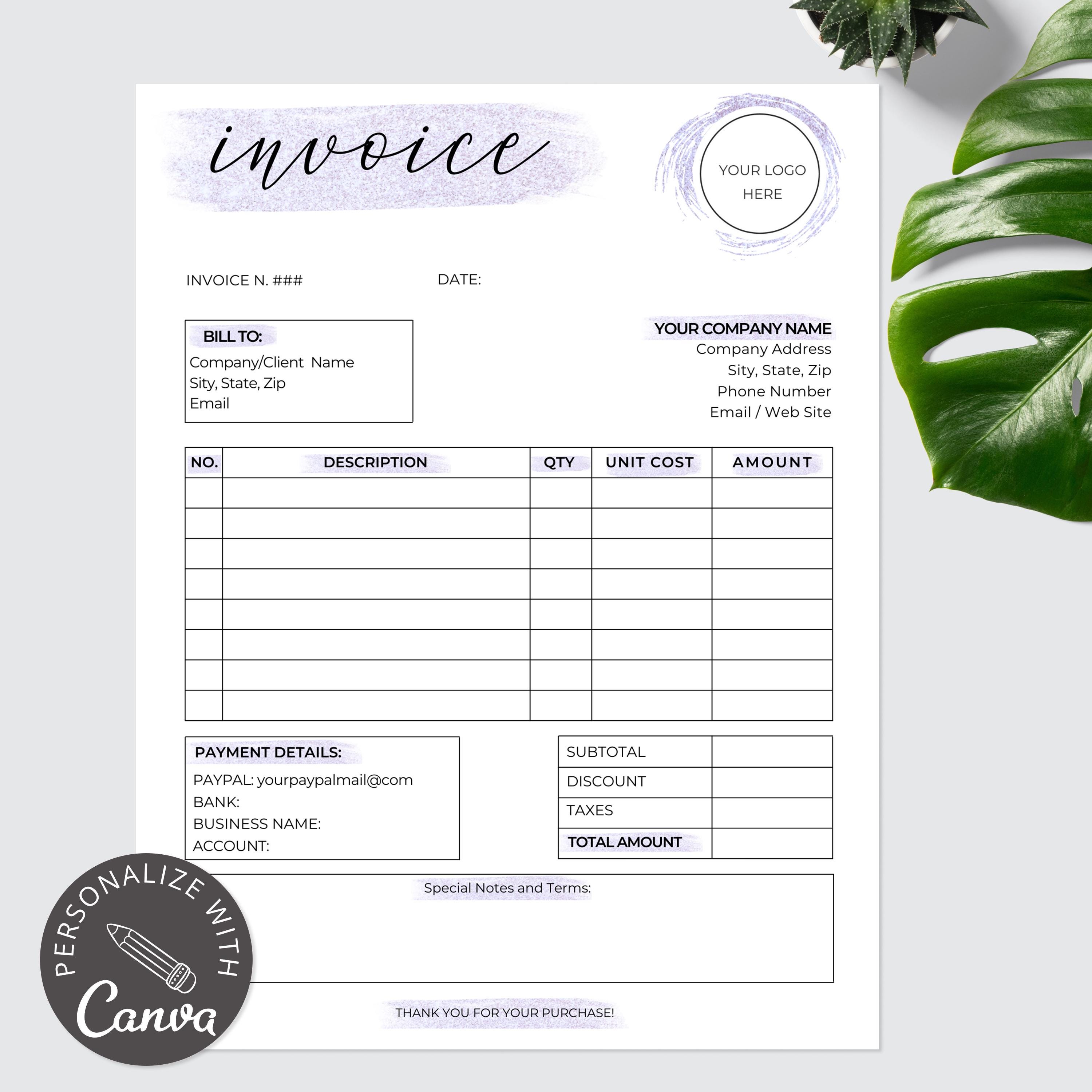 Invoice Template for Small Business | Cleaning Service | Canva ...