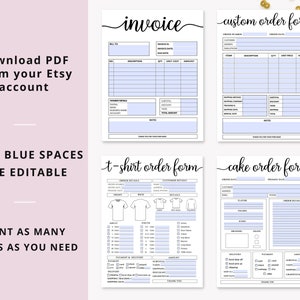 17 Fillable Order Forms Bundle, Invoice Template , Printable Small ...