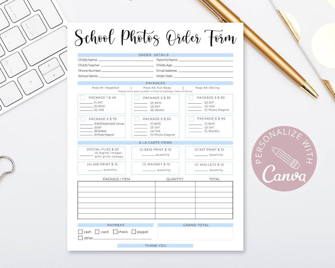 School Photography Order Form Template | Preschool Photos Printable ...