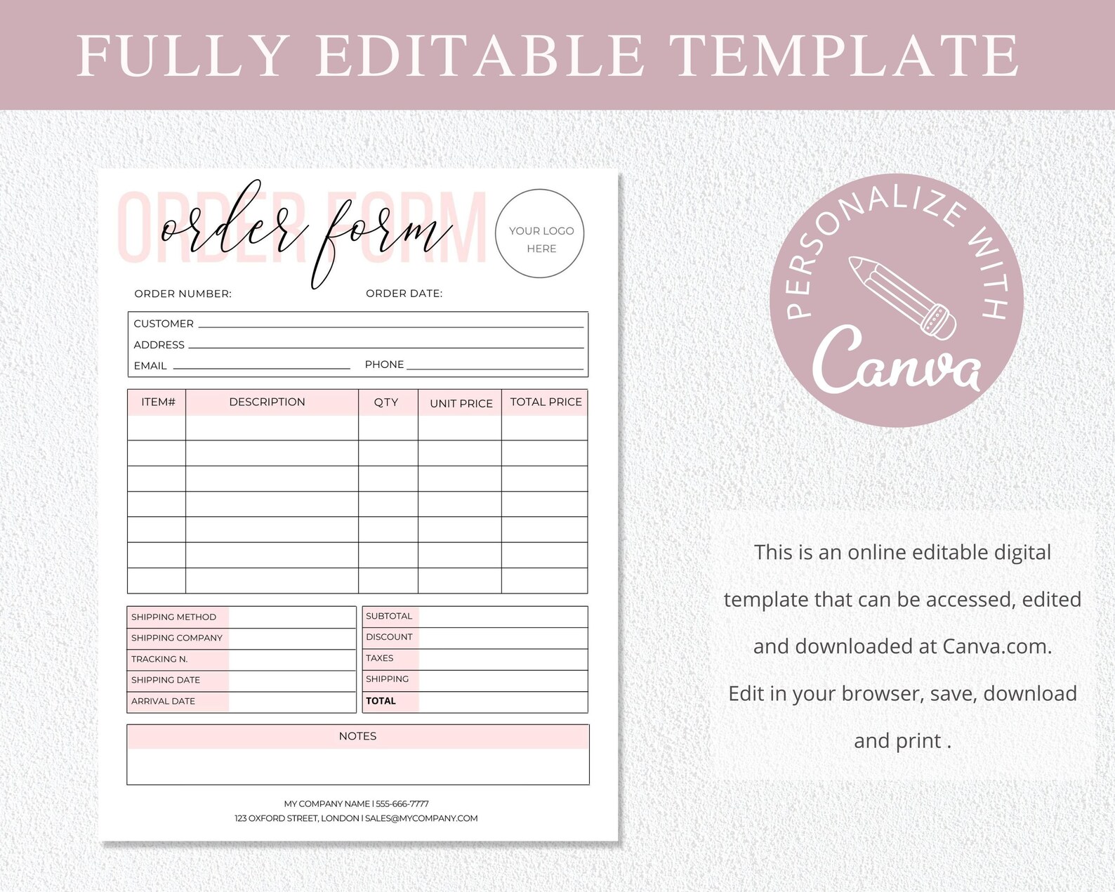 Order Form Editable Crafters Order Form Template Etsy Shop | Etsy