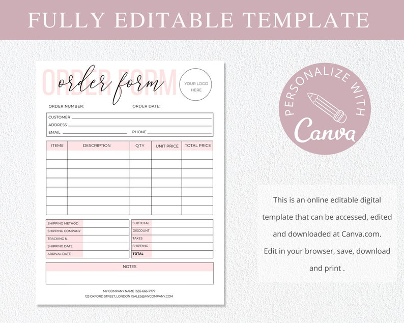 Order Form Editable Crafters Order Form Template Etsy Shop | Etsy