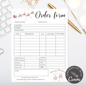 Christmas Order Form Template | Printable Order Form for Small Business ...