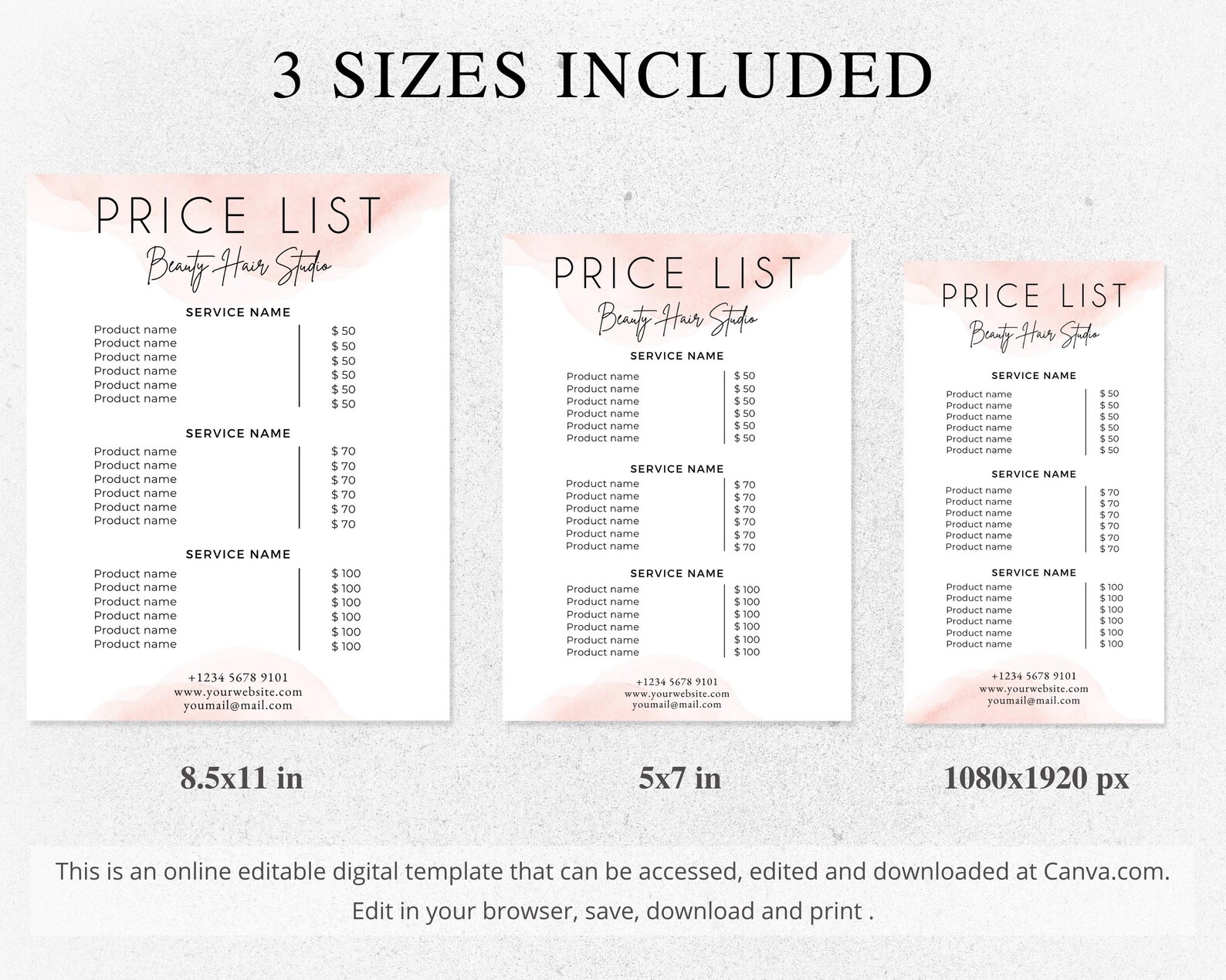 Editable Price List Canva Template | Bakery Menu, Spa Price List ...