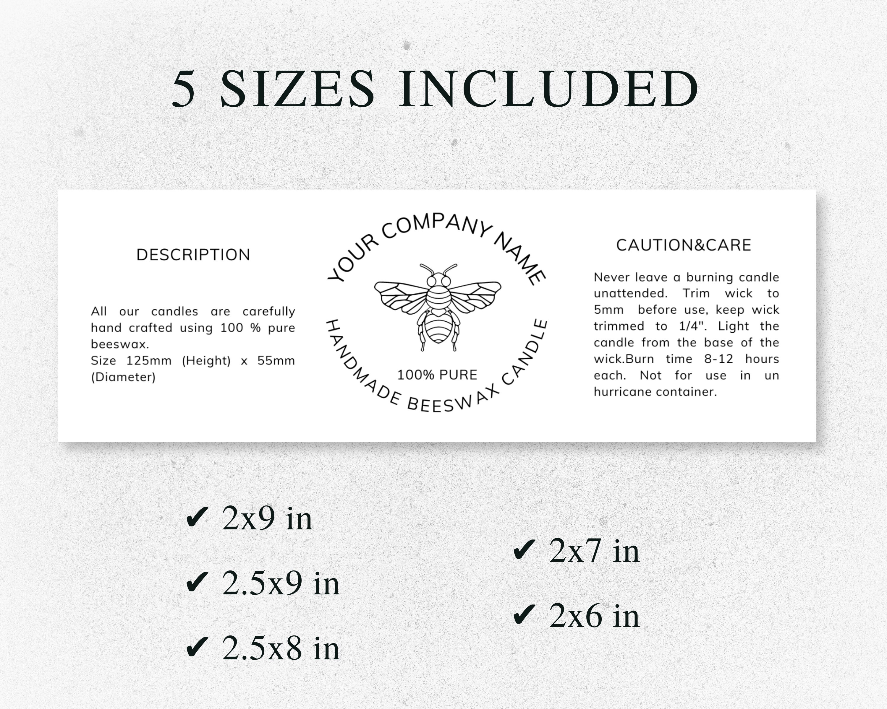 Beeswax Candle Labels, Editable Canva Template, 5 Sizes Pillar Candle ...
