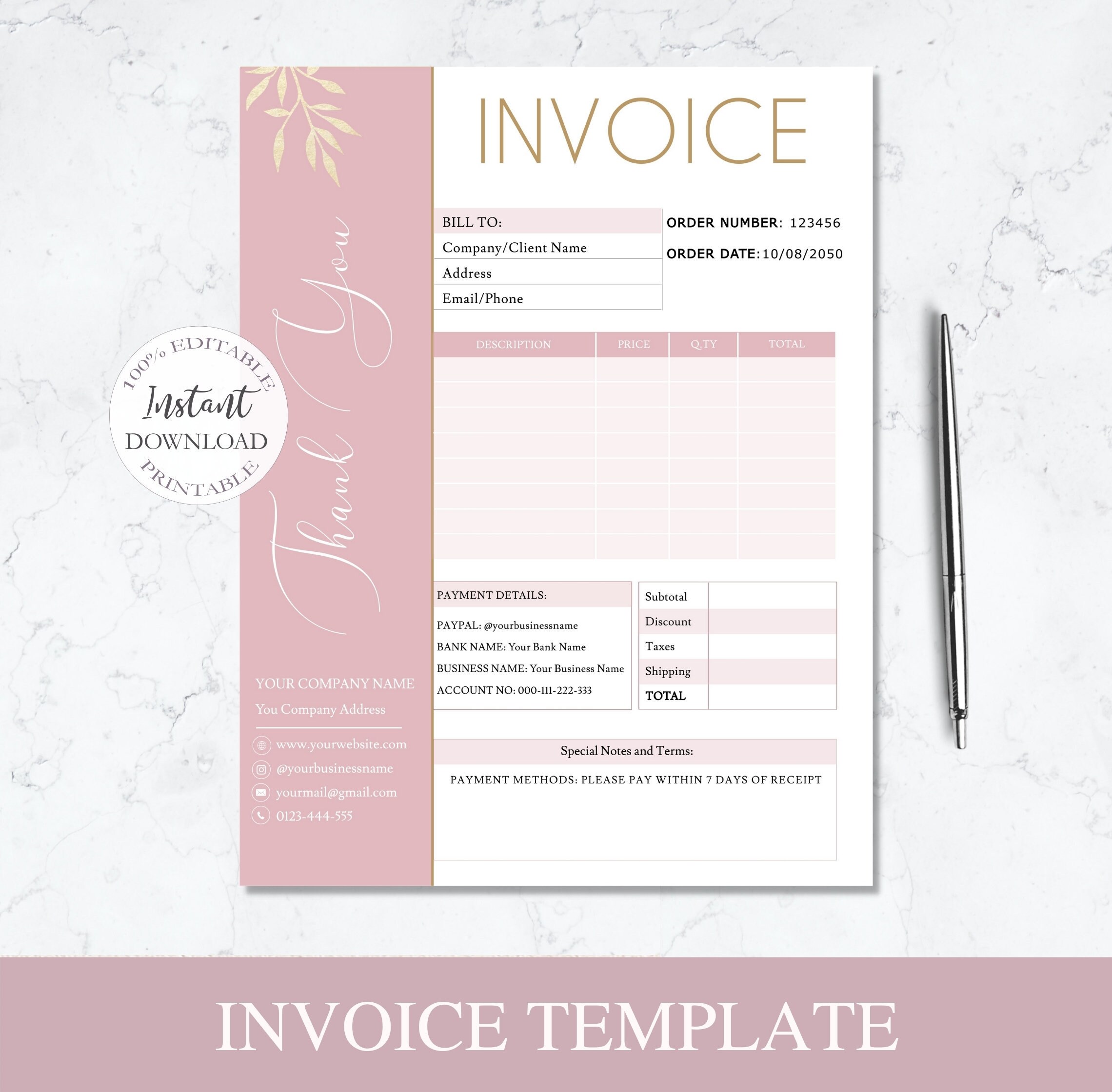 Custom Orders Custom ORDER FORM Template Receipt Form EDITABLE Crafters ...