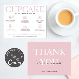Small Business Cupcake Care Card | Editable Canva Template | Bakery ...