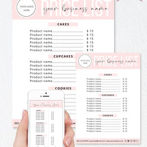 Cake Price List Template, Canva Editable Cupcakes Price List, Cookies ...