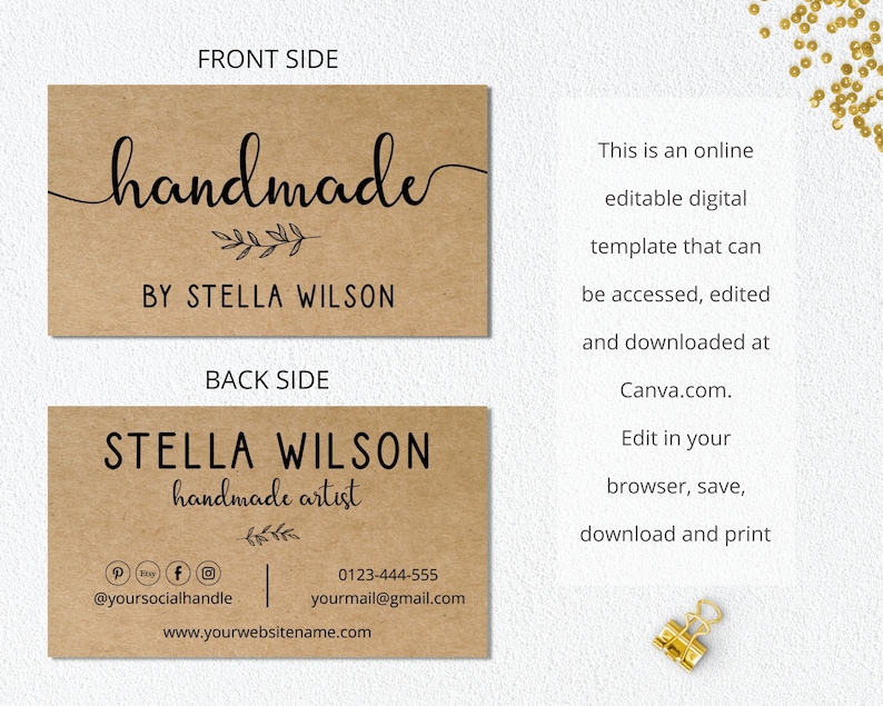 Handmade Business Card Template, Rustic Business Card Editable ...