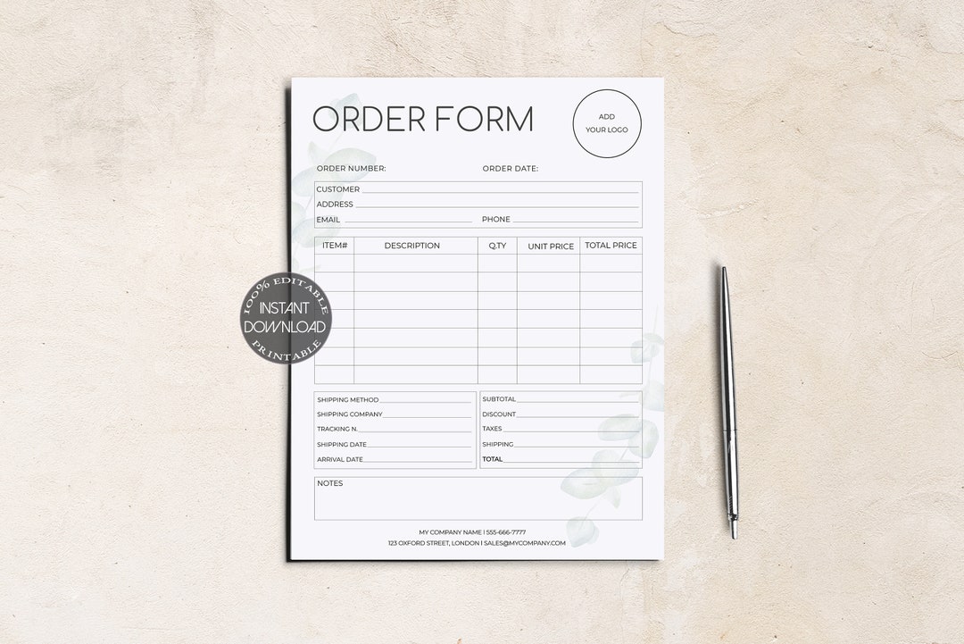 Order Form Editable Template, Photography Order Forms, Small Business ...