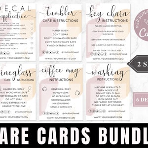 12 Care Cards Bundle, Editable Canva Template, Care Instructions ...