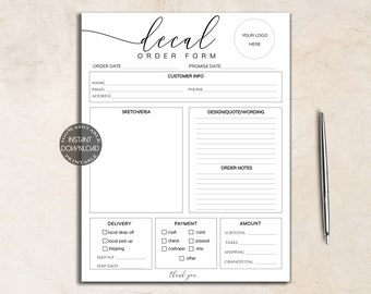 Custom Order Form Template Small Business Order Form - Etsy