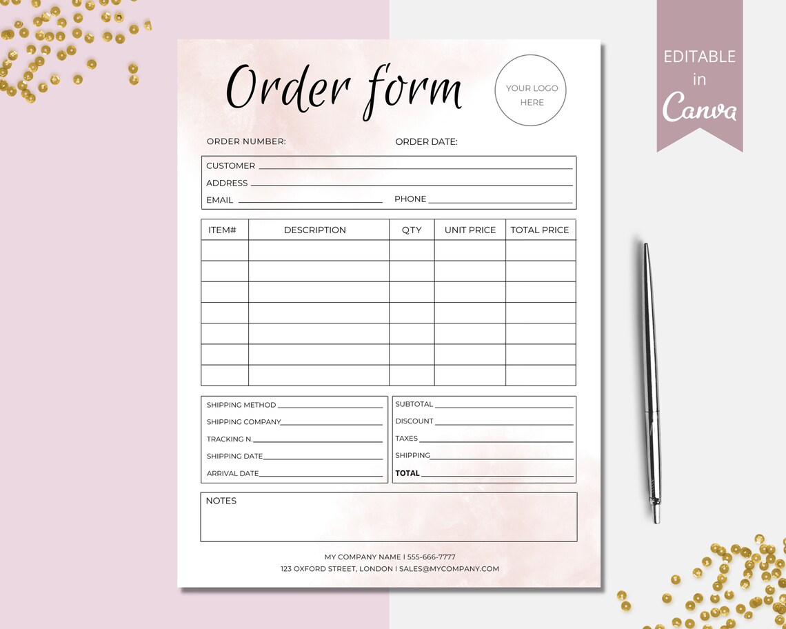 Custom Order Form Template Small Business Order Form - Etsy