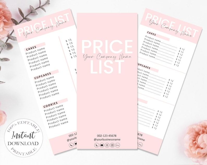 Cake Price List Template Canva Editable Bakery Price List - Etsy