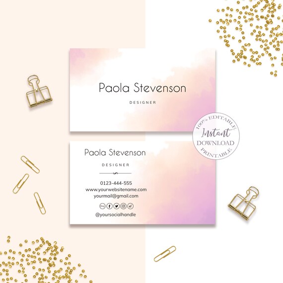 Business Card Template Custom Business Cards Editable | Etsy