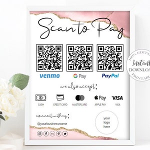 Scan to Pay Card I Editable Canva Template, QR Code Sign, Business Sign ...