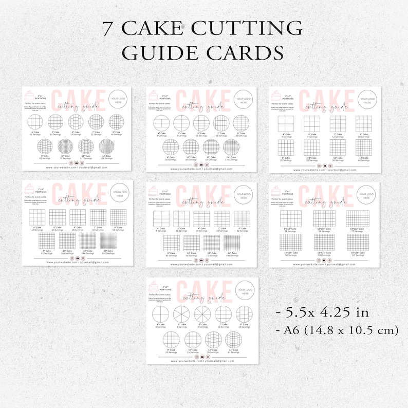 Cake Cutting Guide Card I Editable Canva Template I Cake Care Card ...