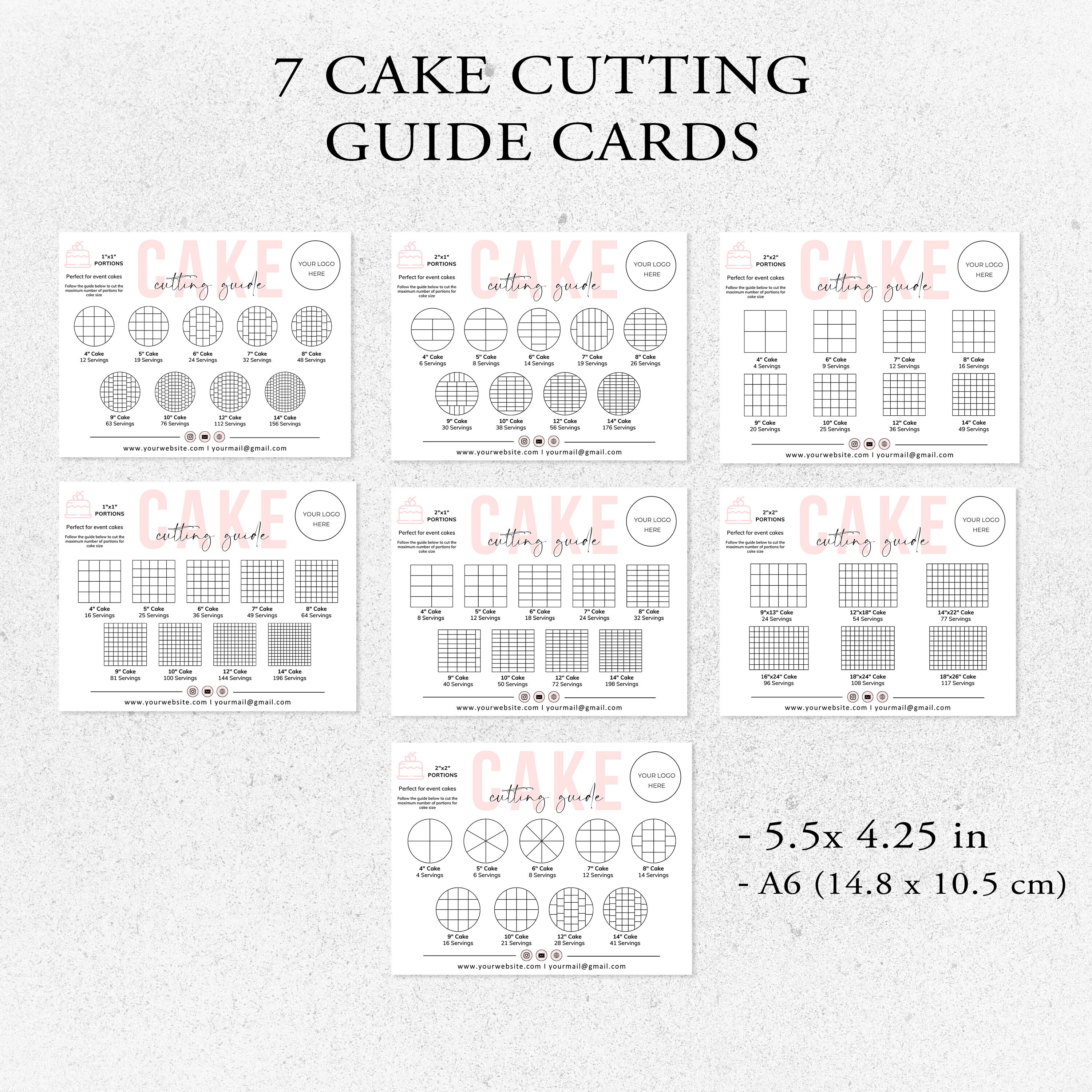 Cake Cutting Guide Card I Editable Canva Template I Cake Care Card ...