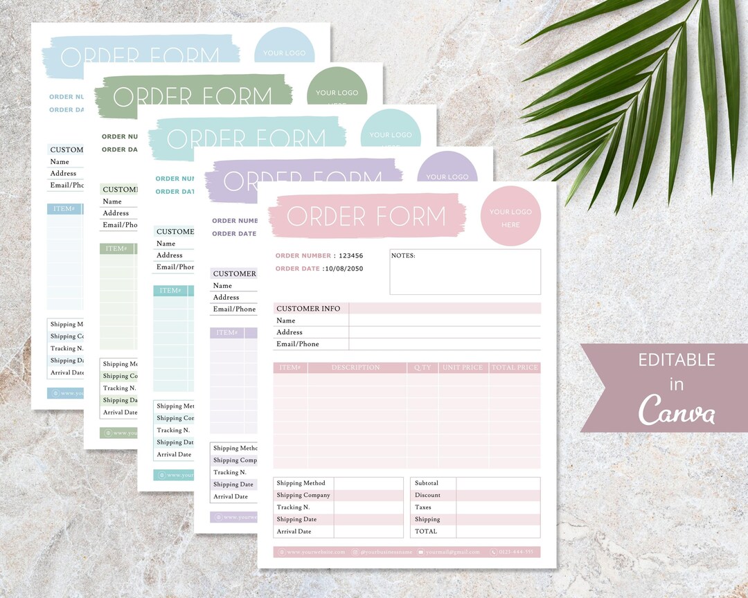 Editable Order Form Bundle, Editable Canva Template, Small Business ...