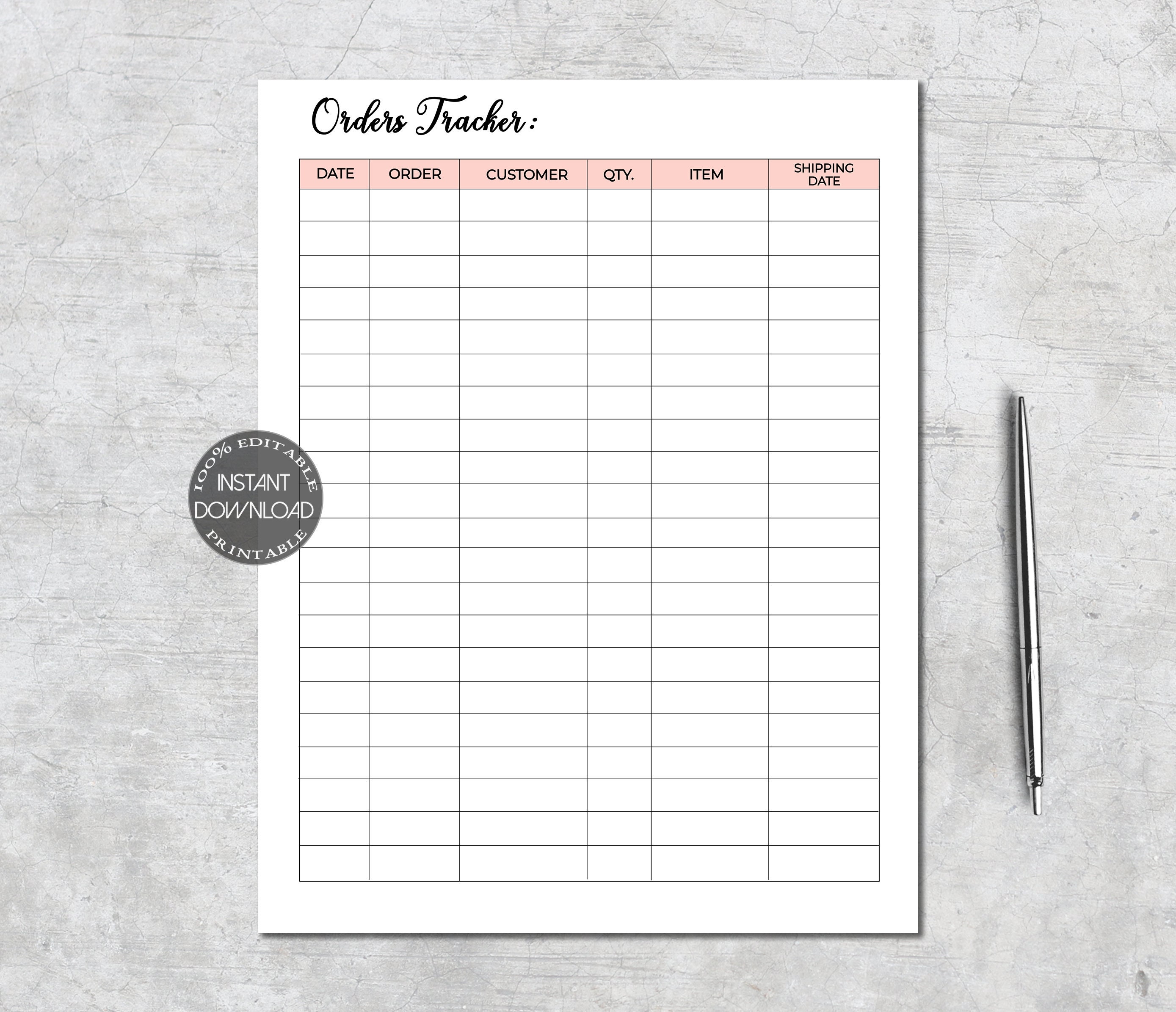 Order Form Order Tracker Template Editable Order Tracking & - Etsy