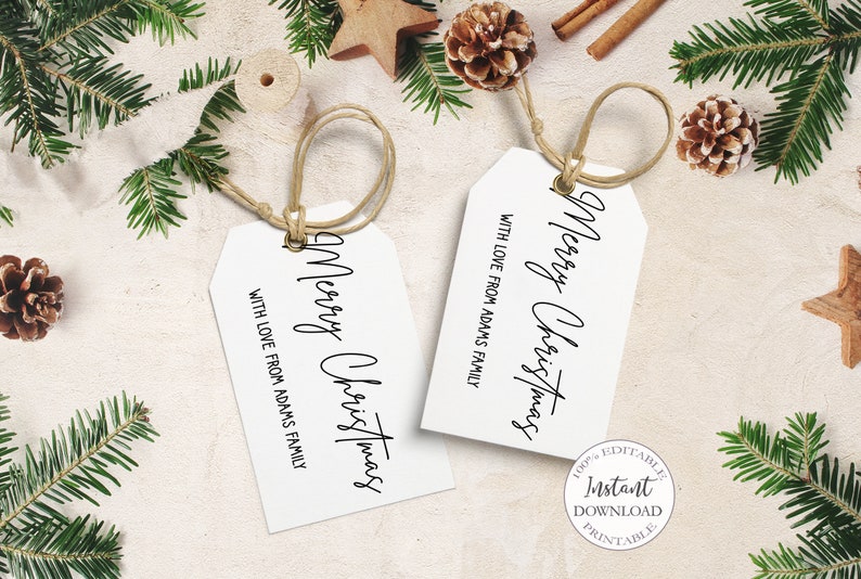 Editable Christmas Gift Tags Printable Merry Christmas Tags - Etsy