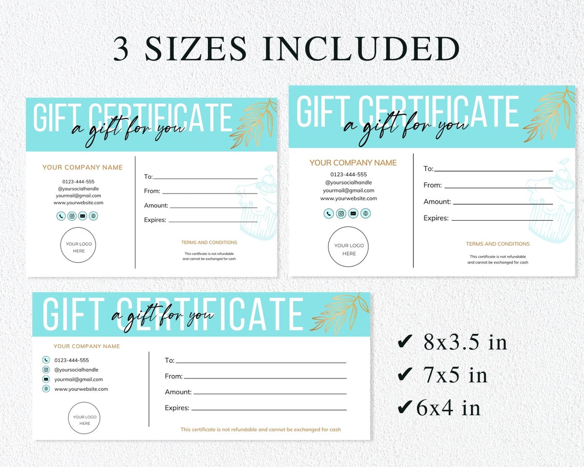 Editable Gift Certificate Digital File I Editable Canva I - Etsy
