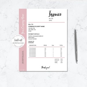 Editable Invoice Template, Small Business Invoice, Printable Order Form ...