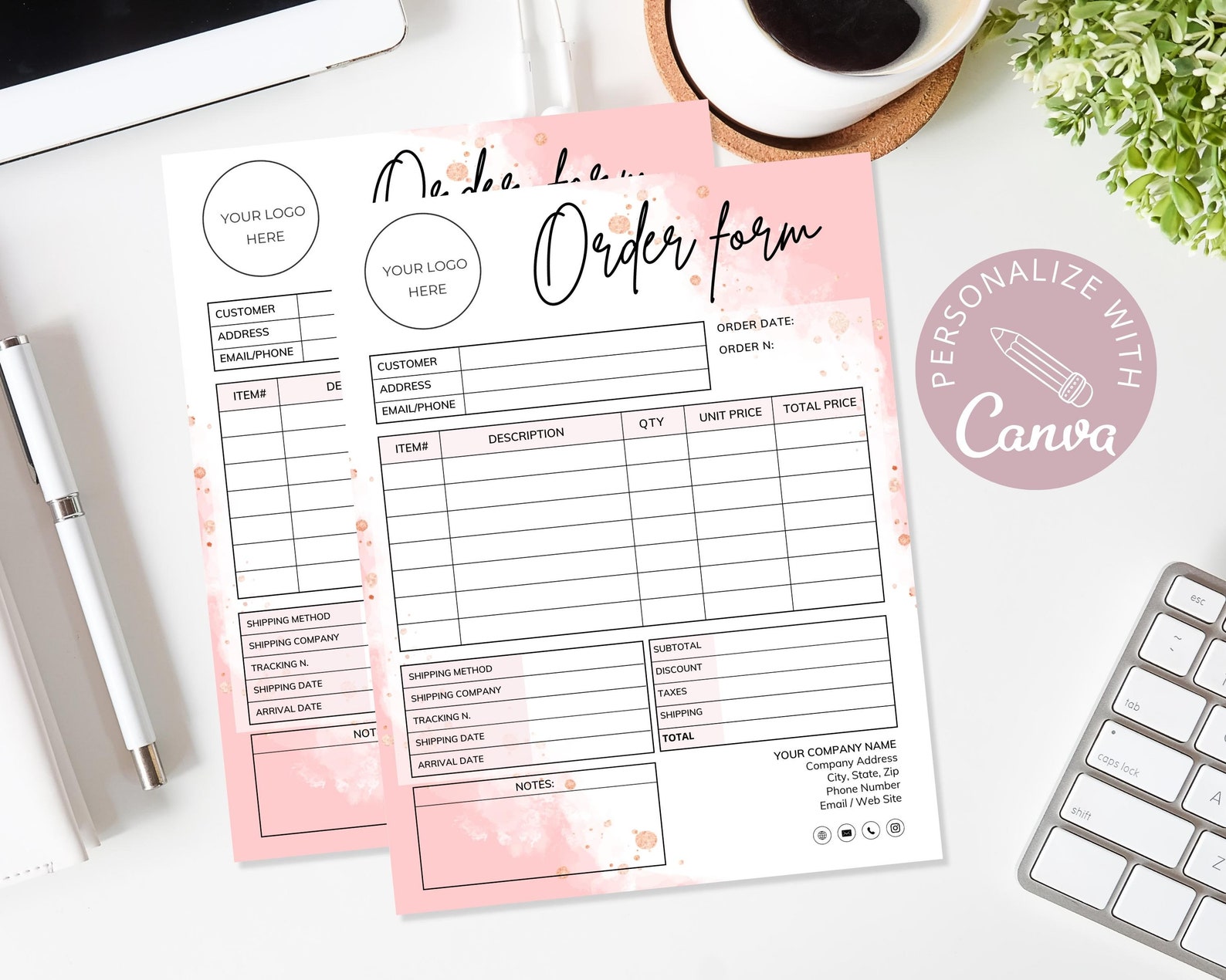 Order Form Editable Custom Order Forms Canva Template Small - Etsy