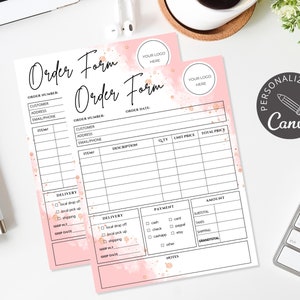 Editable Canva Template for Small Business Order Form | Printable Craft ...
