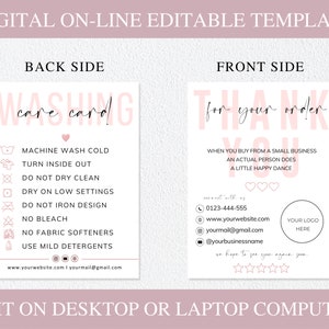 Washing Instructions Care Card I Editable Canva Template I Etsy Shop ...