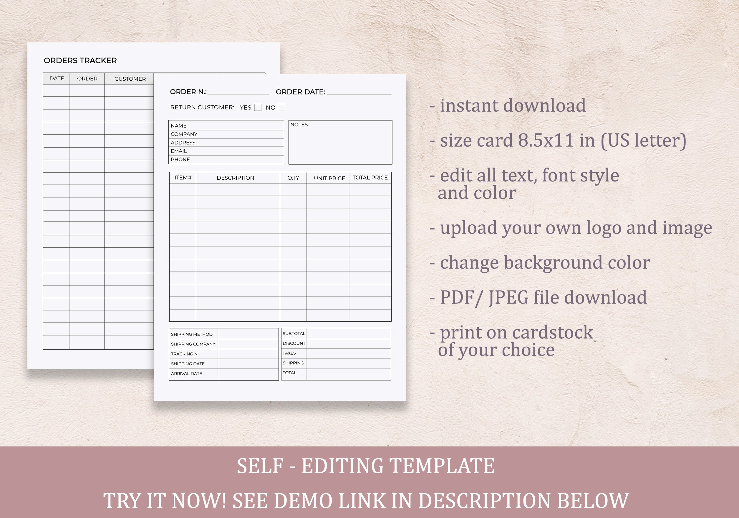 Order Form Order Tracker Template Printable Order Tracking - Etsy