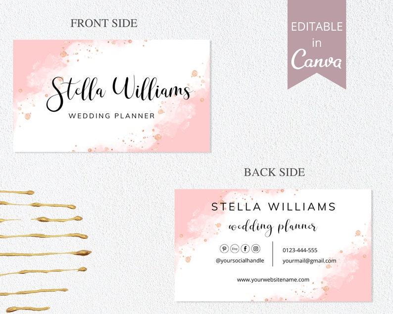 Business Card Template, Editable Canva Template, Custom Business Cards ...