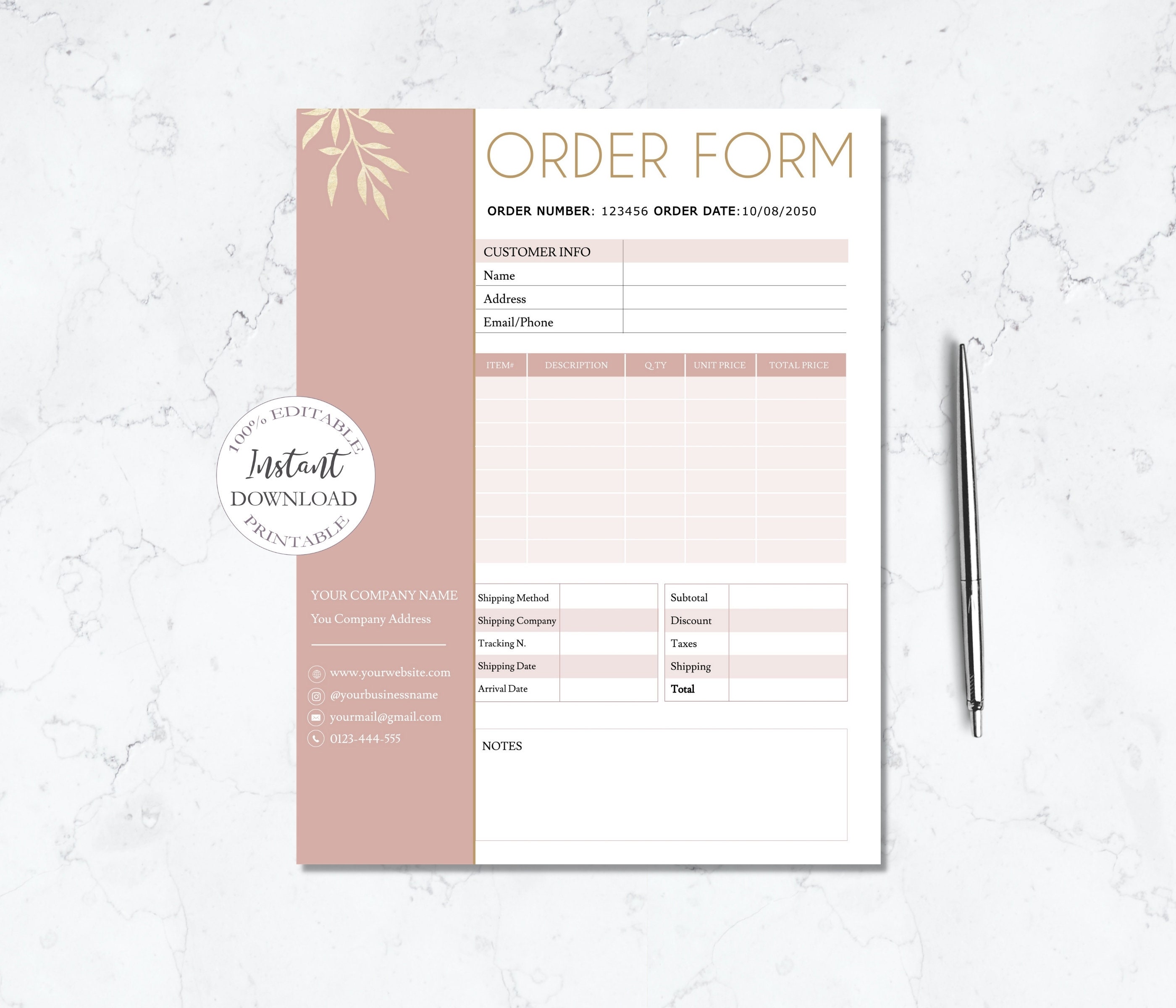 Editable Order Form Bundle Etsy Small Business Order Forms | Etsy