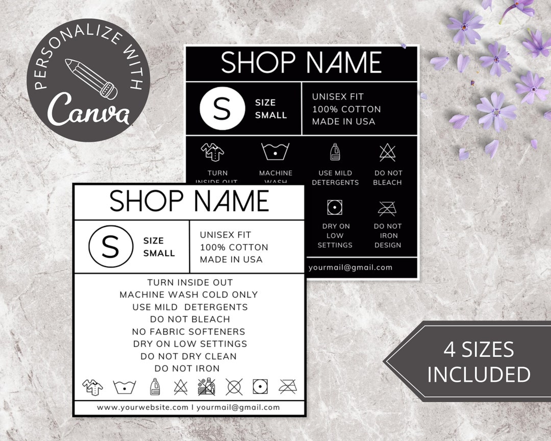 Clothing Neck Label, Editable Canva Template, T-shirt Neck Label Tag ...