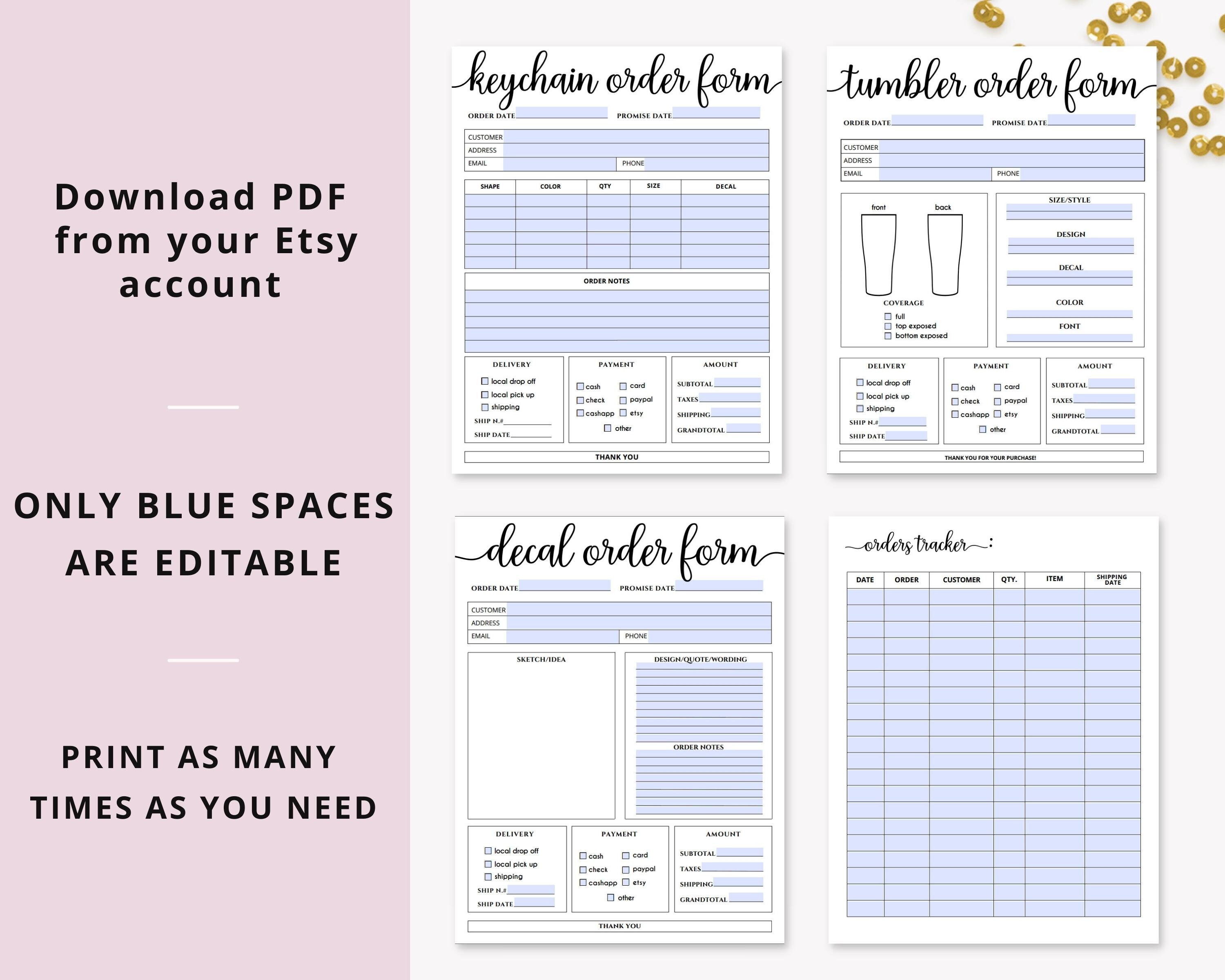 17 Fillable Order Forms Bundle, Invoice Template , Printable Small ...