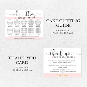Cake Cutting Guide Card I Editable Canva Template I Cake Care Card ...