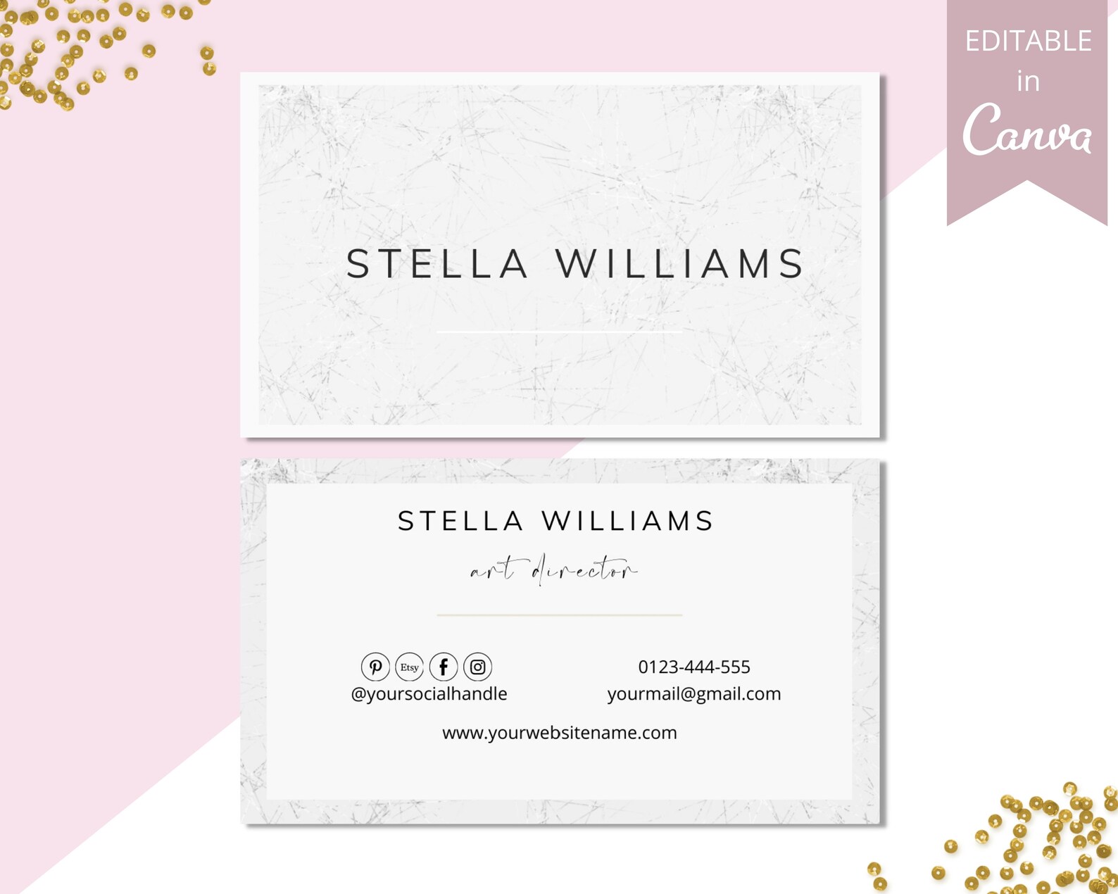 Business Card Template, Editable Business Cards Canva Template ...