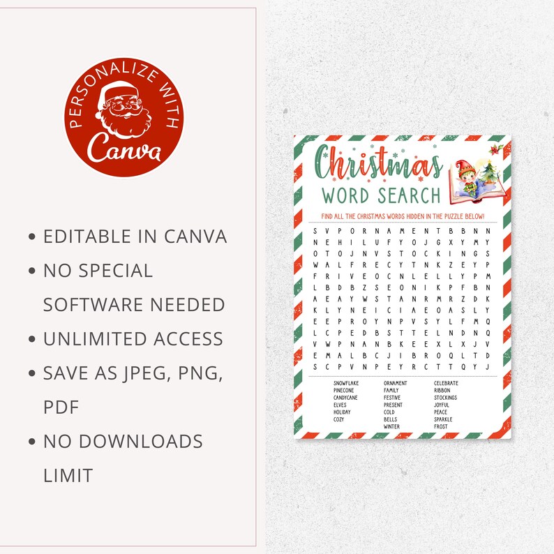Christmas Word Search Game | Fun Christmas Day I Holiday Word Puzzle ...
