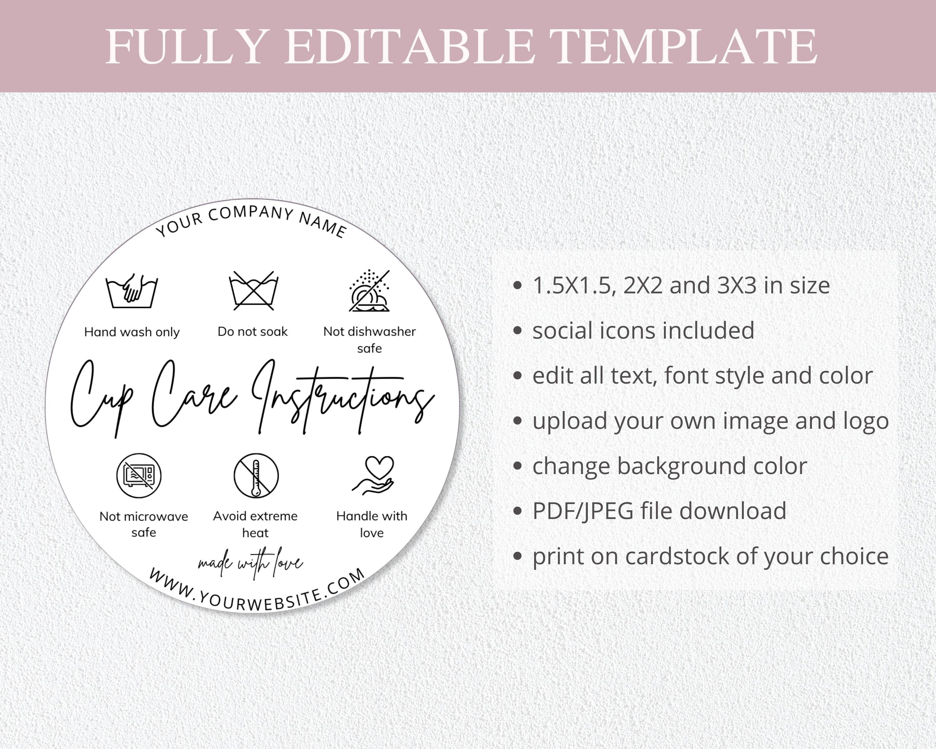 Editable Cup Care Card Template I Canva Template I Cup Care Labels for ...